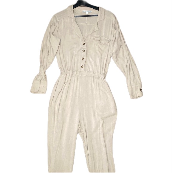 Express | Pants & Jumpsuits | Express X Olivia Culpo Beige Long Sleeve ...